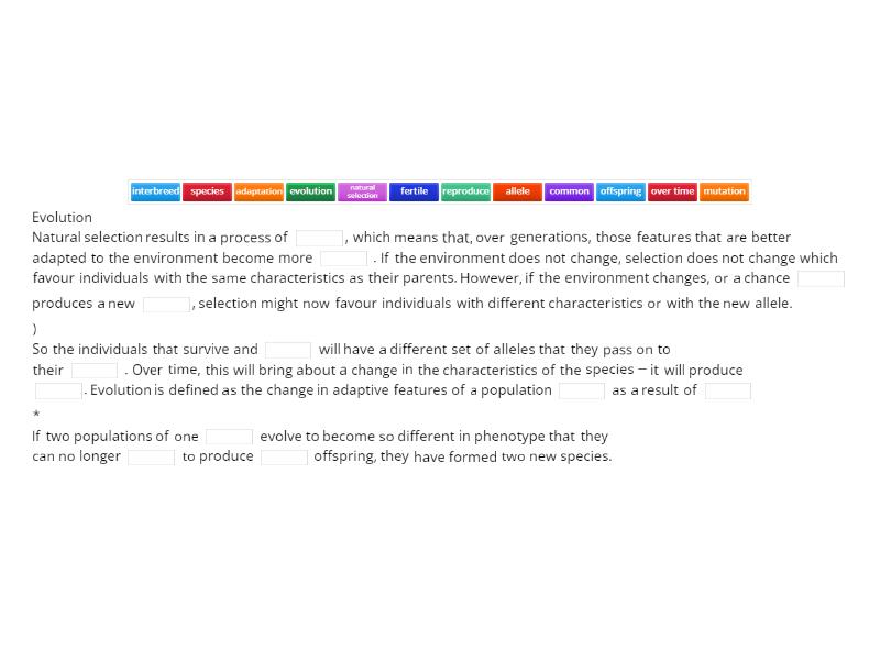 Evolution - the change in adaptive features over time due to natural ...