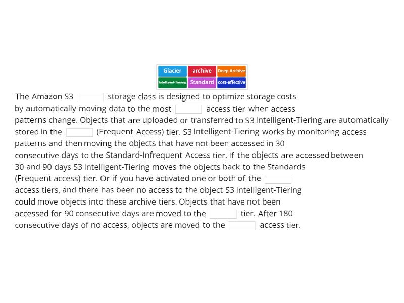 S3 Lifecycle Configuration vs Intelligent Tiering - Complete the sentence S3 Lifecycle Configuration vs Intelligent Tiering - Complete the sentence