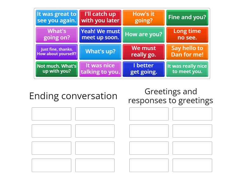 PIE Unit 1 (Greetings and Ending conversation) - Group sort