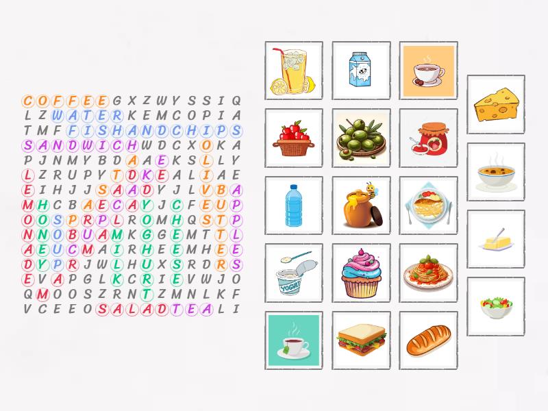 Food and Drinks - Wordsearch