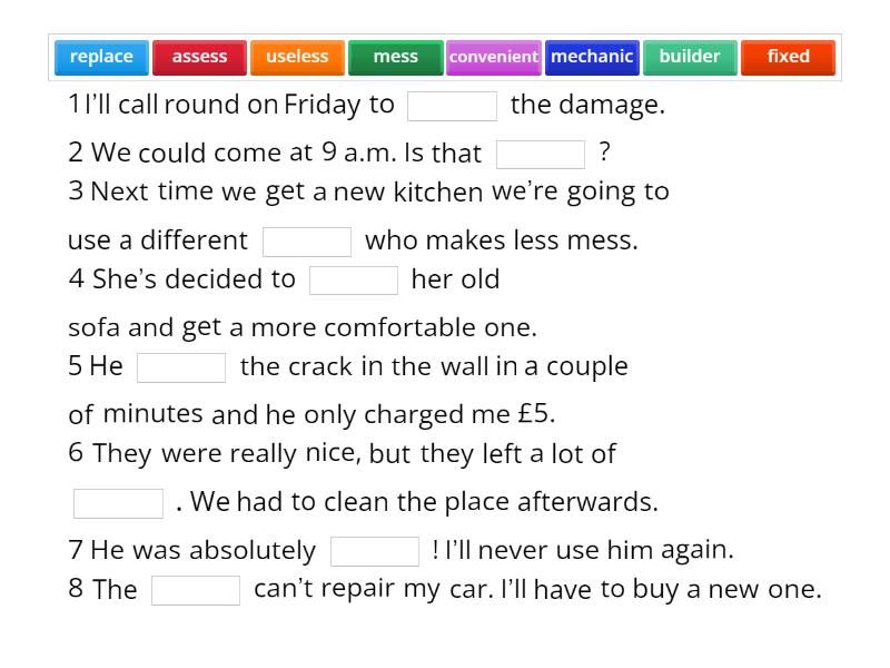 RM B1+ Unit 6B Vocab - Complete the sentence