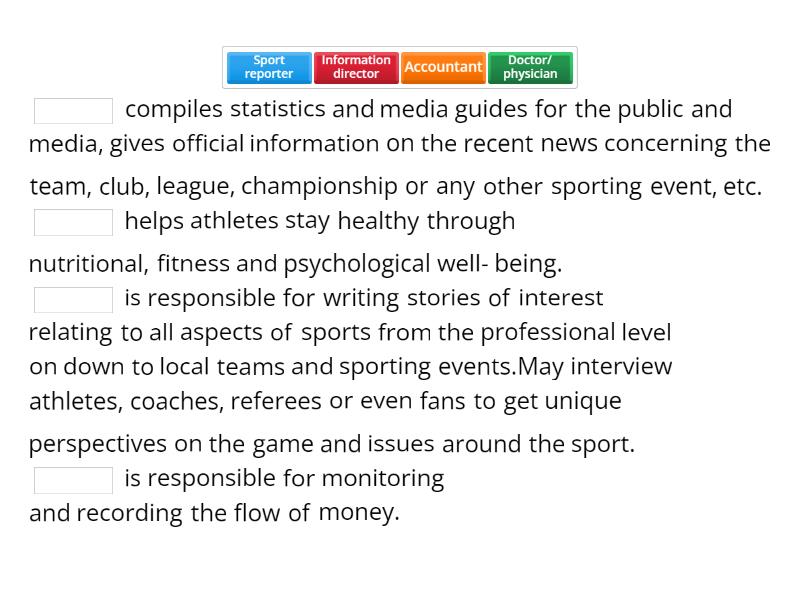 Professions in Sport - Complete the sentence