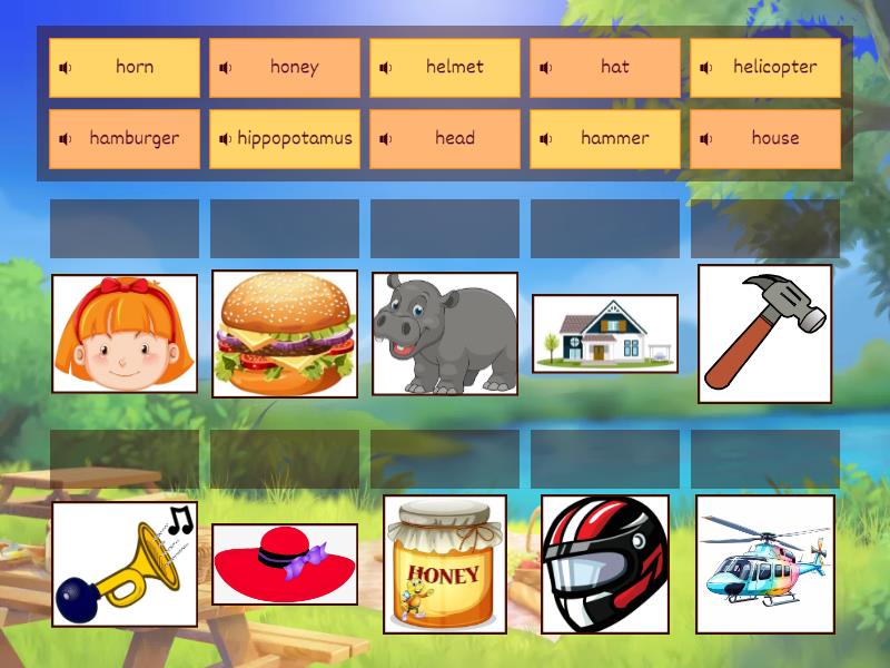 Instruction: Match the following words to the correct picture. - Match up