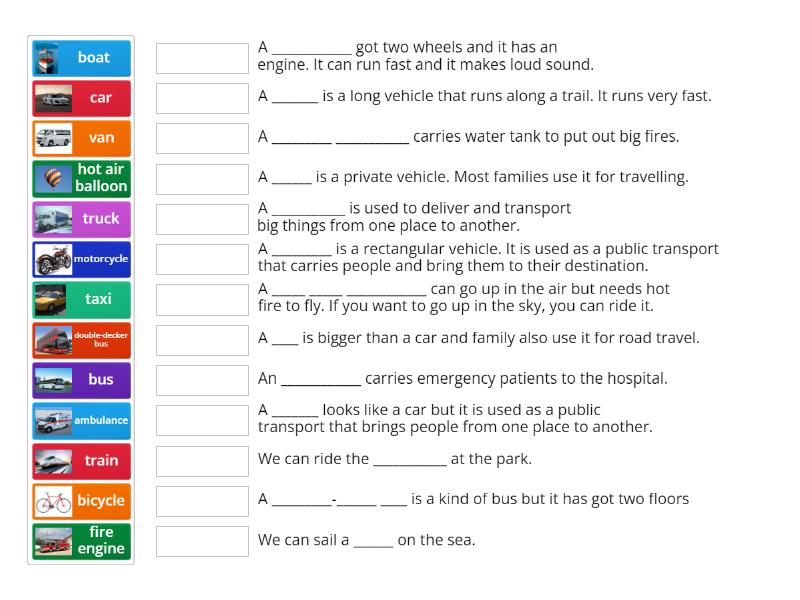 Transportation review - Match up