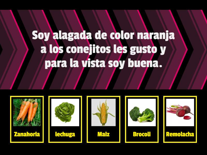Adivinanzas de algunas verduras - Find the match