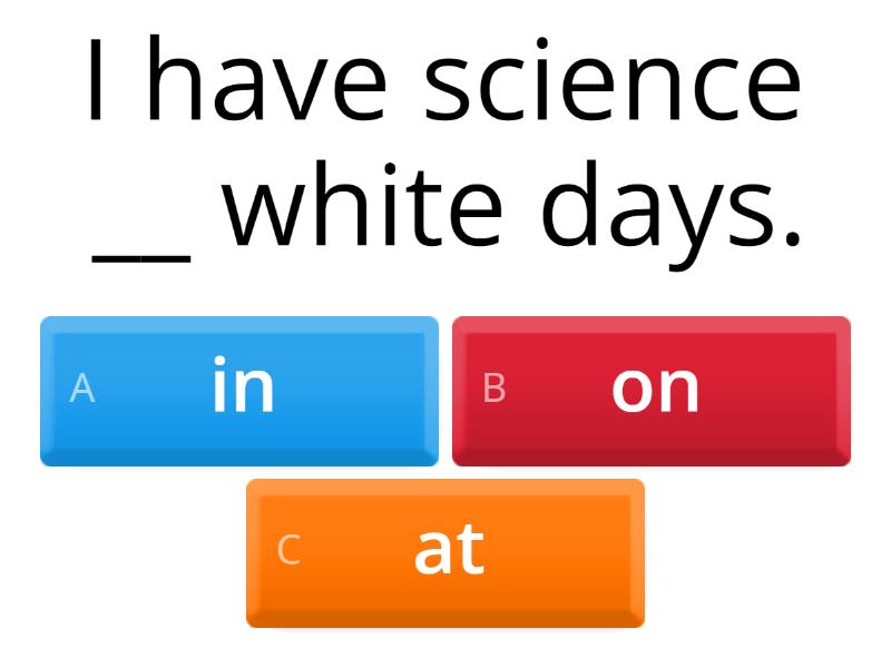 in/on/at and time - Test