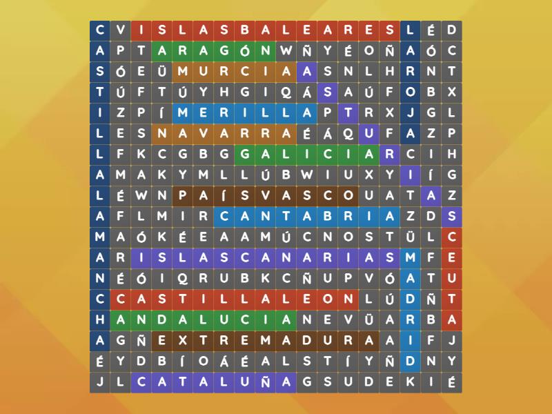 sopa de letras de comunidades autonomes - Wordsearch