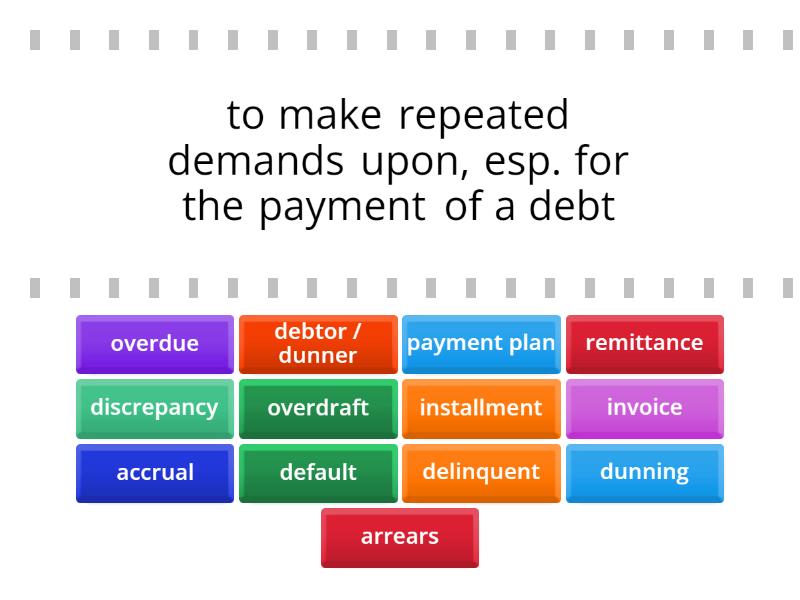 payment related vocabulary - Find the match