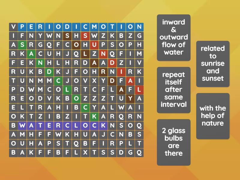 Traditional clocks - Wordsearch