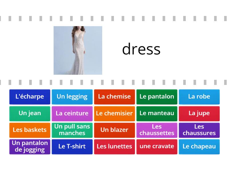 les vetements 2-extra vocab- french clothes - Find the match