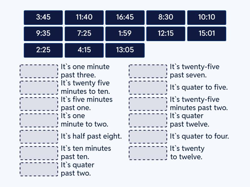 EF beginner 5b Time - Une las parejas
