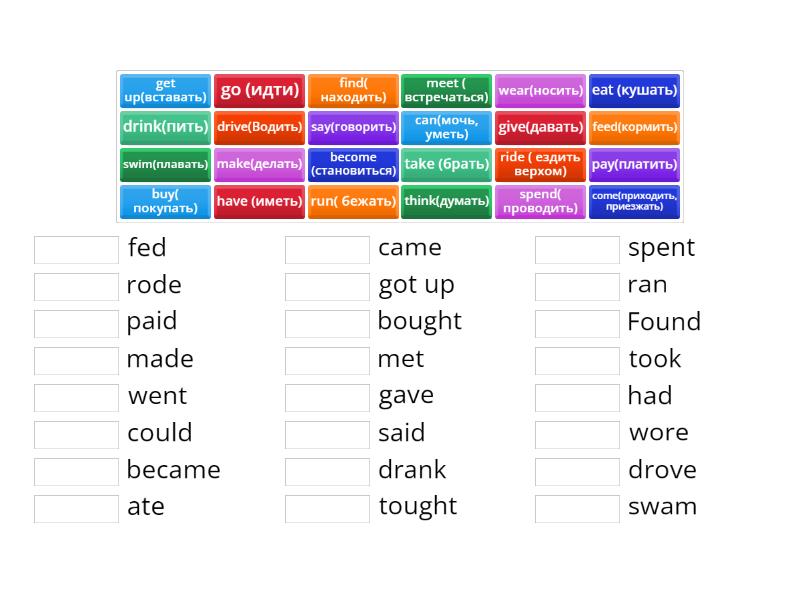irregular verb - Match up
