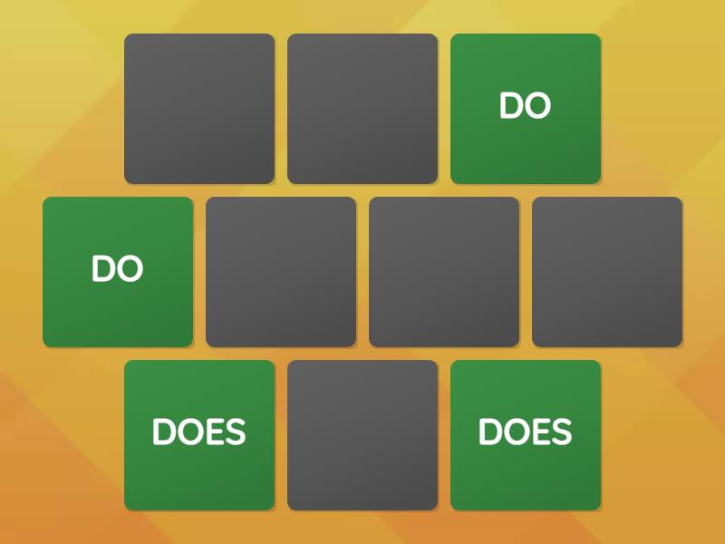 Memory game about auxiliaries in simple present - Matching pairs