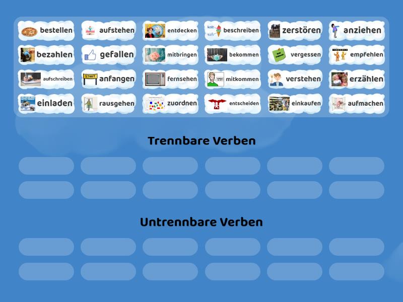Trennbare oder untrennbare Verben? - Group sort