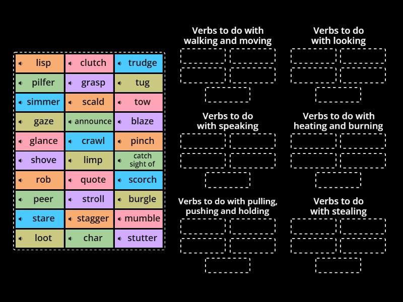 Instant Lessons Advanced: 34 Word Sets (Verbs) - Group sort