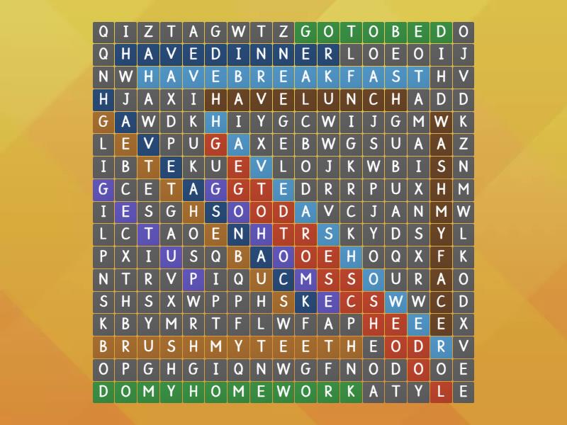 Daily routine - Sopa de letras