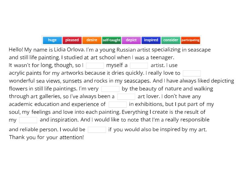 [Lidia] Self-presentation and painterly skills - Complete the sentence
