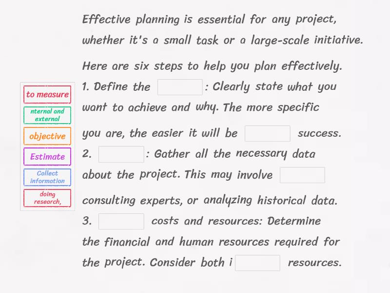 Effective planning B1 - Complete the sentence