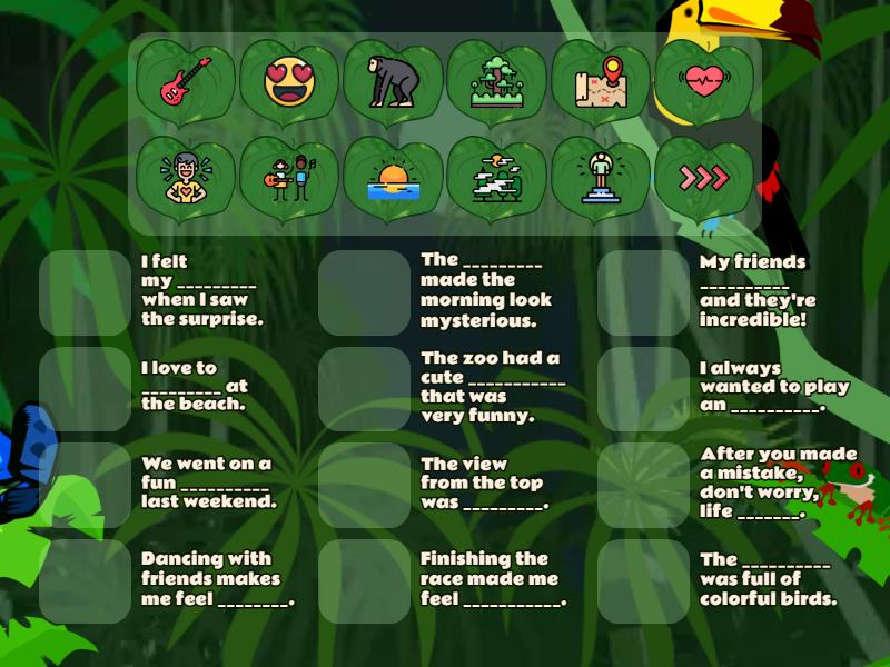 Adventure of a Lifetime - sentence completion - Match up