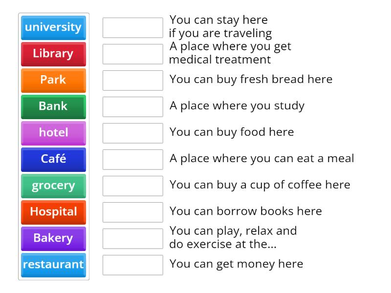 neighborhood vocabulary- A1.1 - Match up