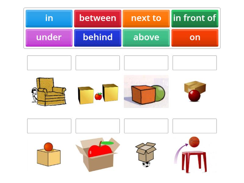 prepositions of place - match the pictures and the prepositions - Match up