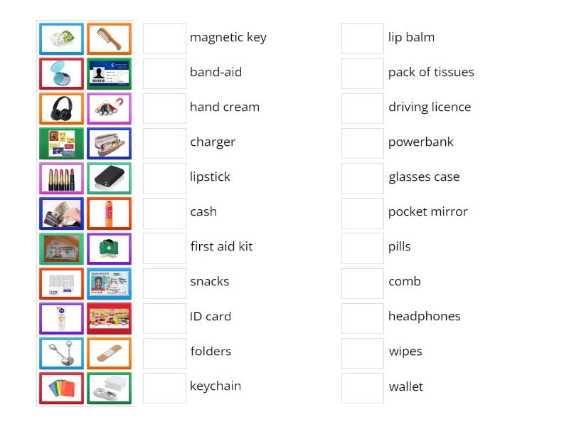 personal belongings - Match up