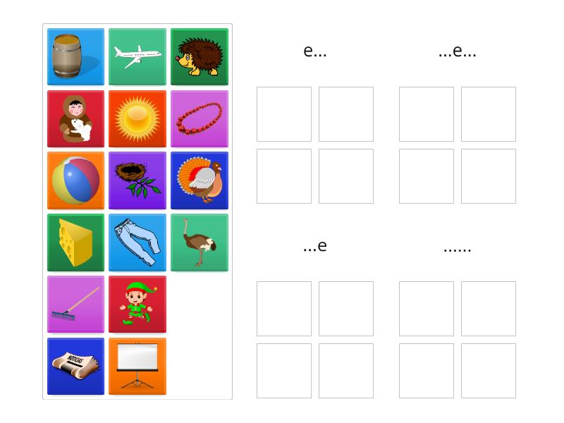 Gdzie jest litera e? - Group sort