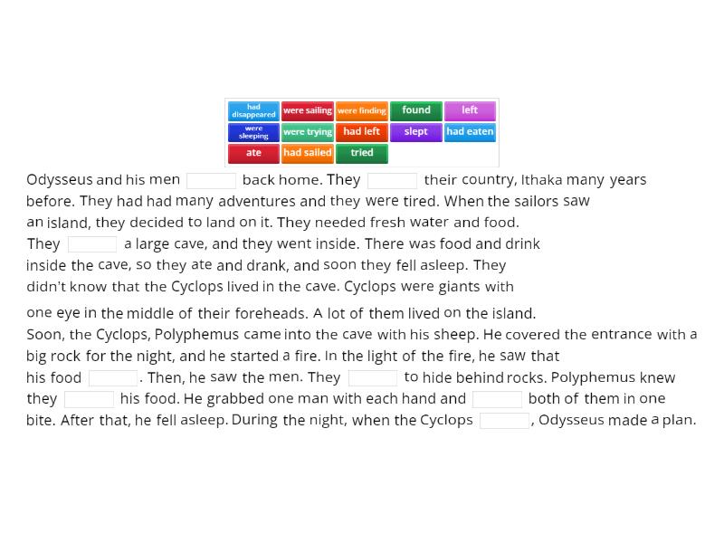 Odysseus (narrative tenses story) - Complete the sentence