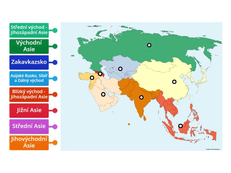 Regiony Asie - Labelled diagram