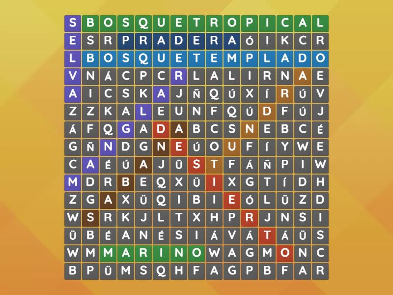 Ecosistemas - Sopa de letras