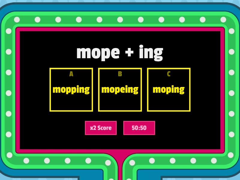 Spelling with Silent E Dropping Rule - Gameshow quiz