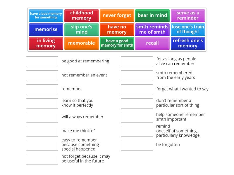 Roadmap B2 unit 3A voc memories - Match up