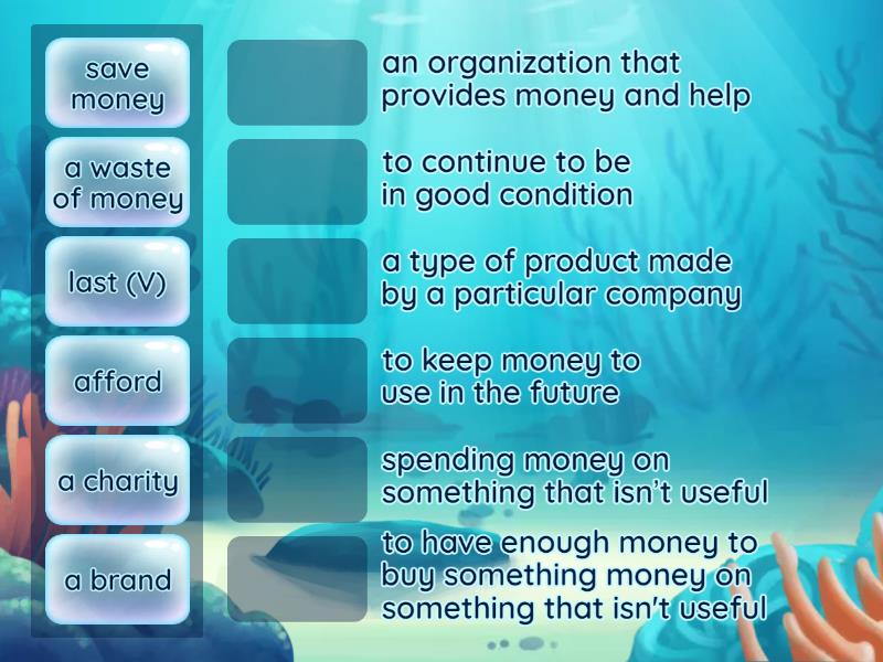 Match the money words from the discussion to a definition. - Match up