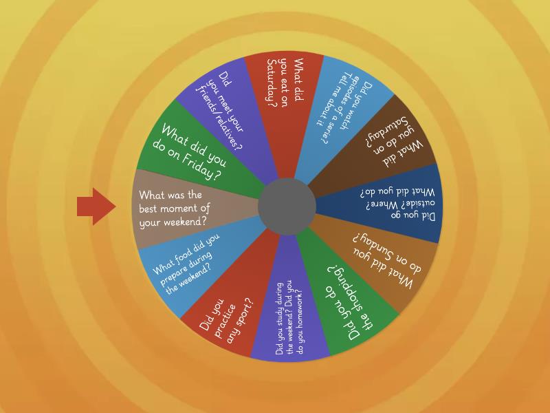 Past simple: Questions about your weekend. - Spin the wheel