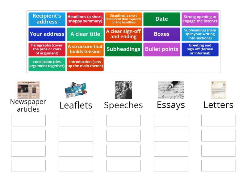 P2 Question 5 Text Types - Group sort