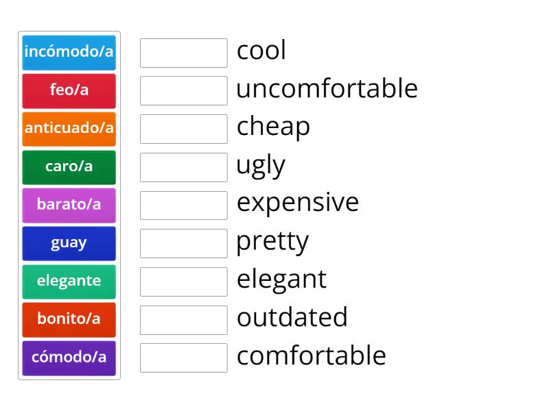 Adjectives describing uniform - Match up