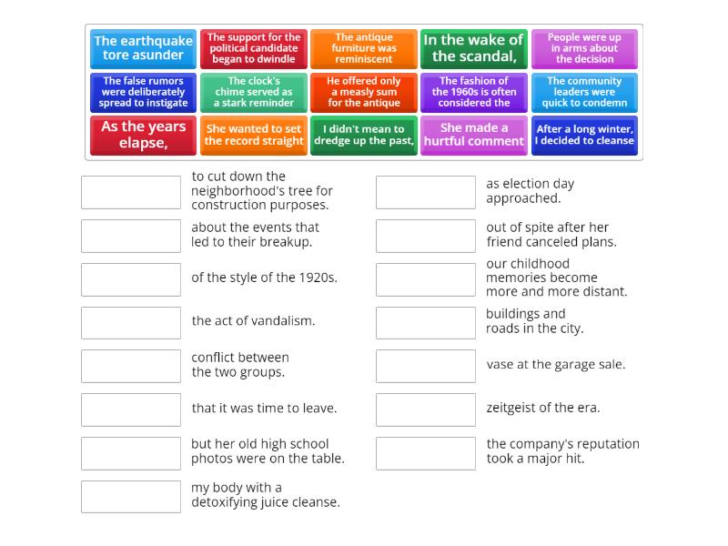 Match parts of sentences - Match up