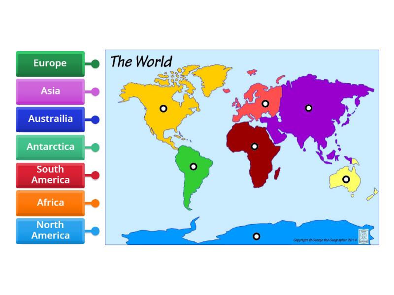 The Seven Continents - Labelled diagram