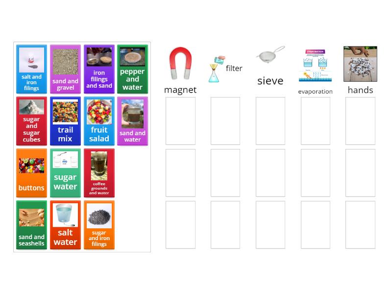 Separating Mixtures and Solutions - Group sort