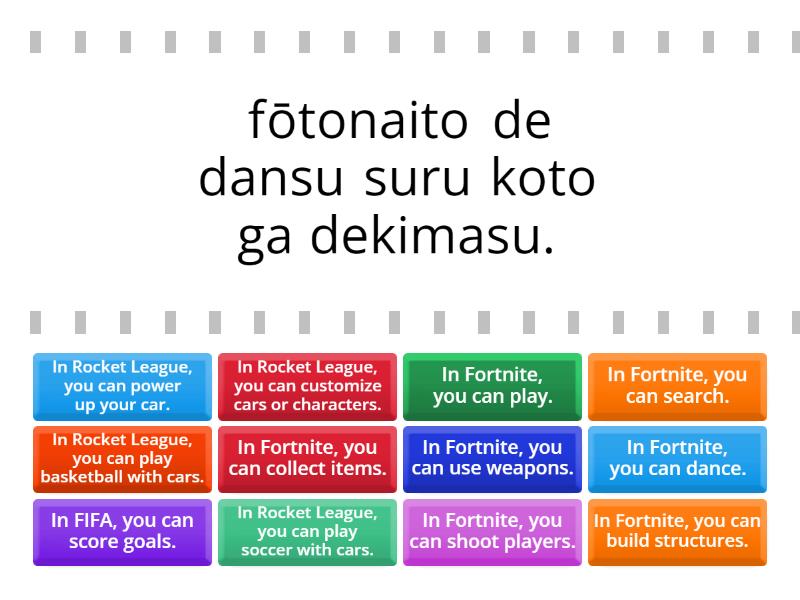 I can do activity in a game sentences - Matching [geemu de activity o ...