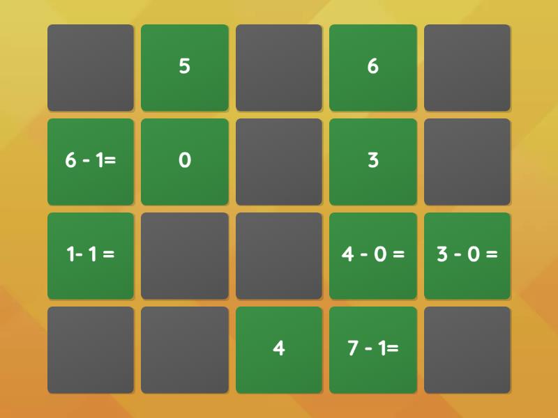 Subtract 0 or 1 Number facts - Matching pairs