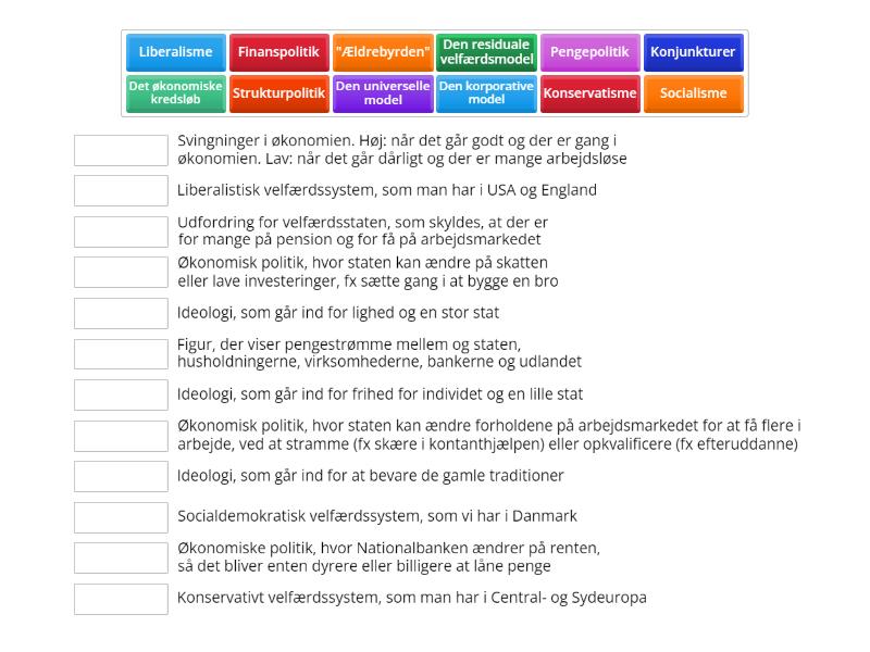 Økonomi og velfærd - Match up