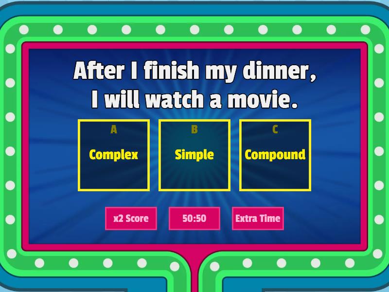Simple, Compound, Complex Quiz - Gameshow quiz