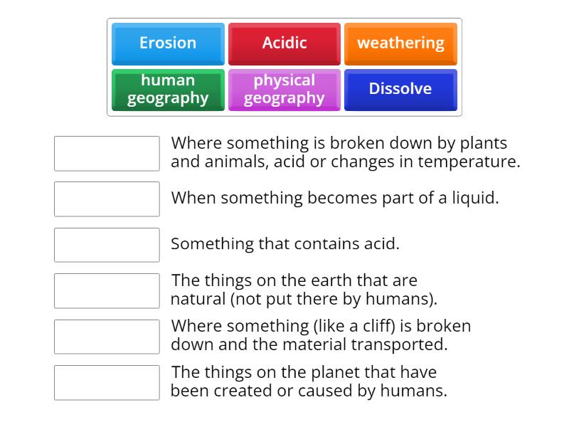 Geography Lesson 1 - Weathering and Erosion - Match up