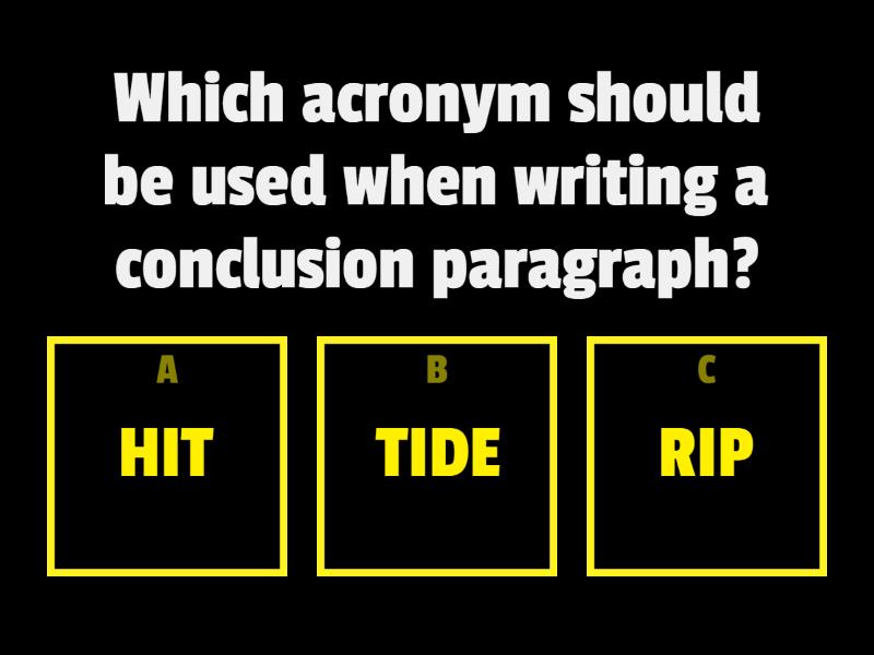 Writing Strategy Acronyms - Quiz