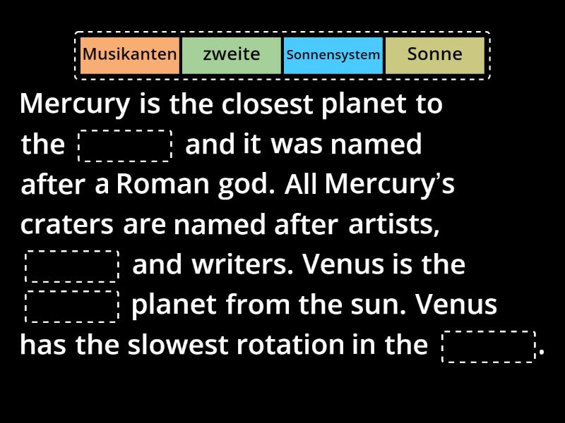 The Solar System - Complete the sentence