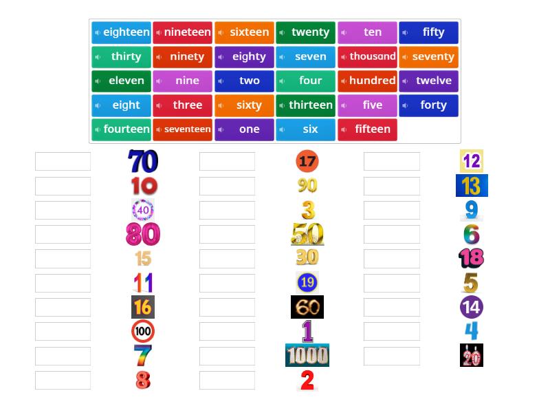 Unit 1 Numbers - Match up