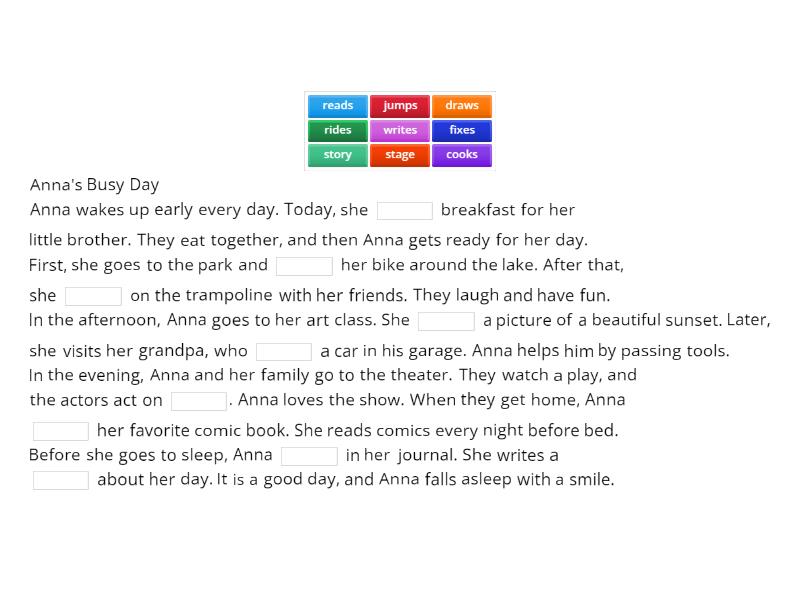 Unit 5 Action verbs - Complete the sentence