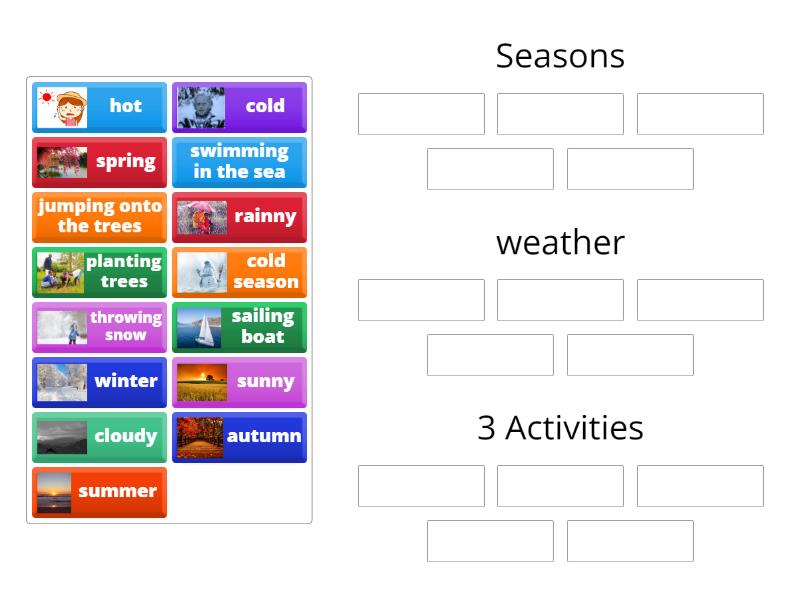 Seasons , weather and activities - Group sort
