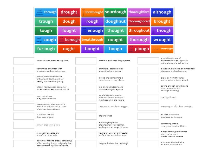 ough letter string - Match up